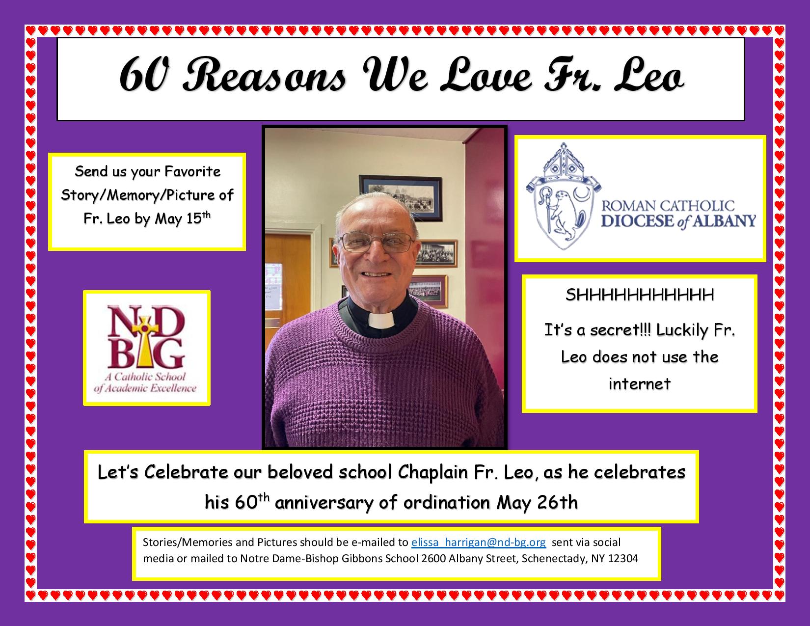 Share with us how important Fr. Leo is to you - Notre Dame-Bishop ...