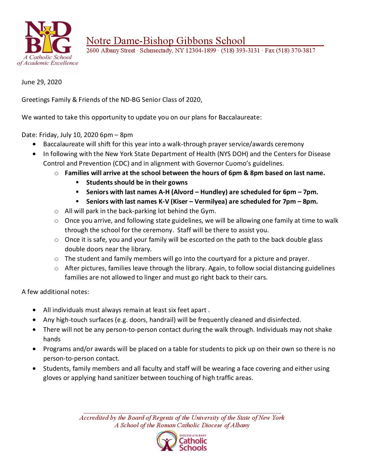 Class of 2020 - Baccalaureate Prayer Service, Fri, 7/10 - Click for ...